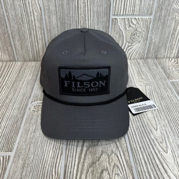 Filson | Accessories | Filson Mens Rope Trucker Hat Gray Black Patch ...